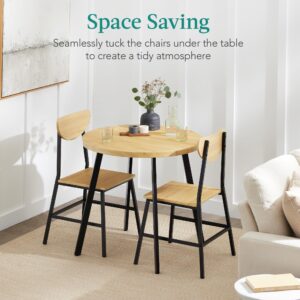 Best Choice Products 3-Piece Mid-Century Modern Round Dining Set, Space Saving Dinette for Kitchen, Dining Room, Small Space w/Metal Legs - Natural