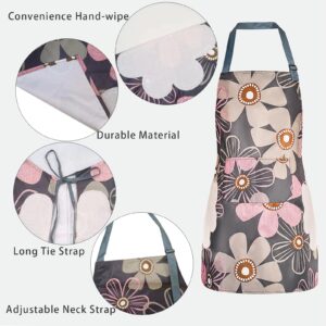 DILLMAN 2 Pack Floral Aprons with Pocket, Blooming Womens Aprons Waterproof Adjustable Cooking Aprons for Kitchen Gardening and Salon (2Pack #B)