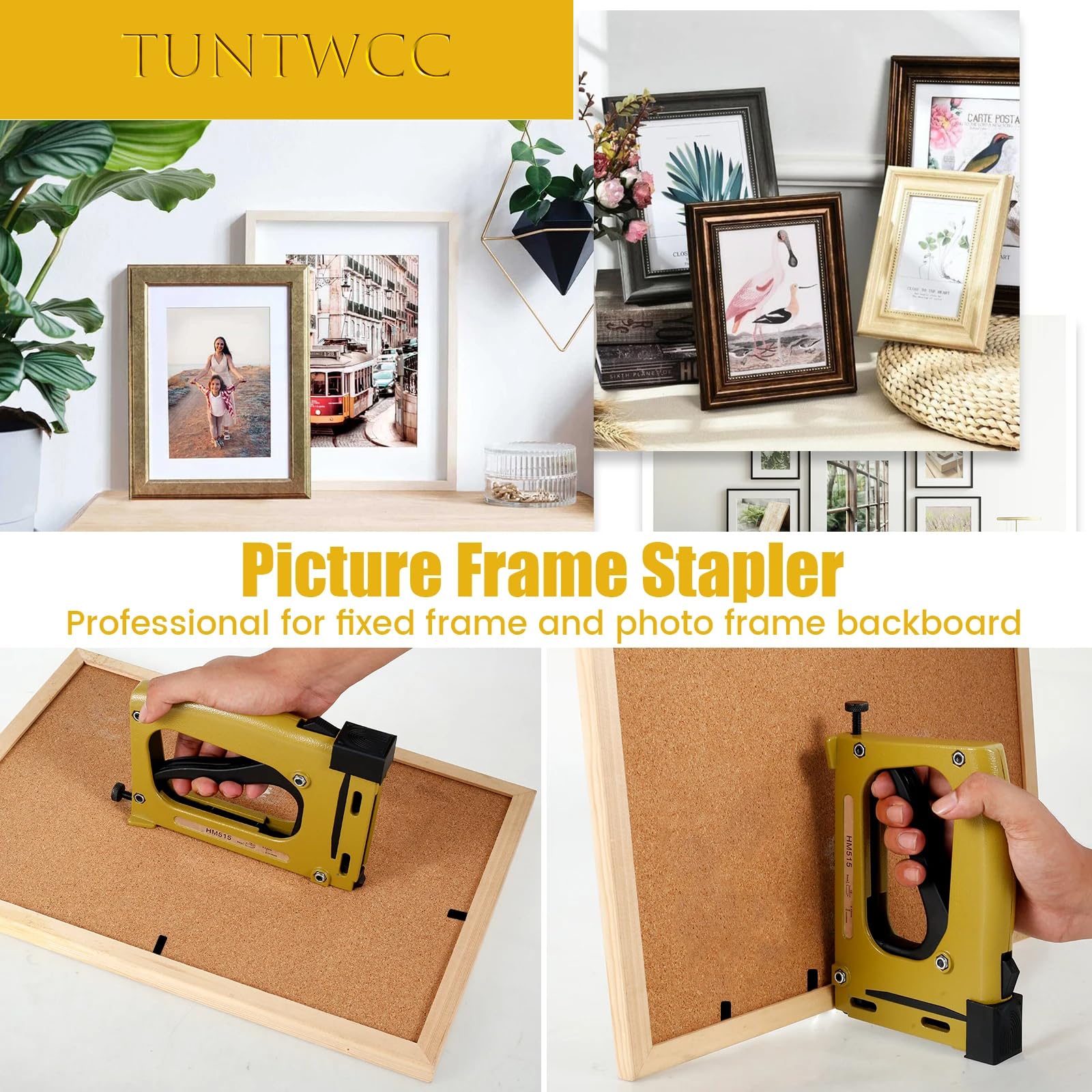 Tuntwcc Picture Frame Stapler with 2000 Refill Points, Point Drivers for Picture Framing Hand Frame Stapler Picture Framing Supplies for Artist Framing Paintings and Pictures