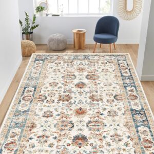 zcxdsx area rug 7x9 washable boho living room rug floral print large rug indoor soft distressed foldable carpet thin rug bedroom dining room office farmhouse 7x9 ft