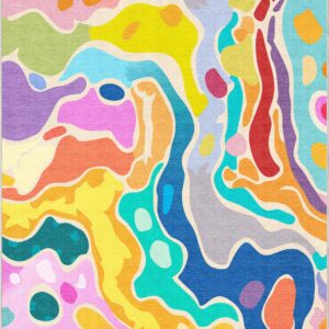 Well Woven Crayola Whimsy Waves Color Mix 8' x 10' Area Rug - Vibrant Multi Color - for Living Rooms, Dining Rooms, and Bedrooms