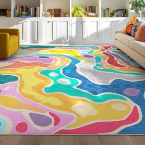 Well Woven Crayola Whimsy Waves Color Mix 8' x 10' Area Rug - Vibrant Multi Color - for Living Rooms, Dining Rooms, and Bedrooms