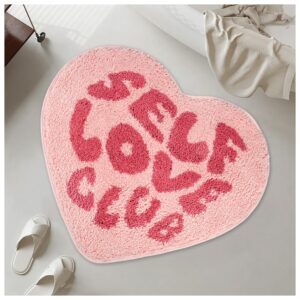 violacea self love club rug heart shaped aesthetic rug non slip microfiber bath mat 21.6×25.9in modern y2k dorm college girly pink carpet rug