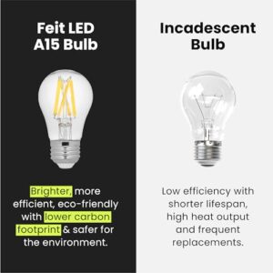 Feit Electric A15 LED Light Filament Bulb, 60W Equivalent, Dimmable, E26 Base, 2700K Soft White, Clear Glass Vintage Edison Light Bulb for Home, Office, 13-Year Lifetime, BPA1560927CAFIL2RP/6, 12 Pack