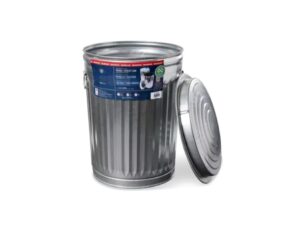 generic galvanized steel trash can - trash can with lid - galvanized trash can with lid - metal trash can - outdoor garbage can with lid -steel, gray - pre-galvanized trash can with lid round