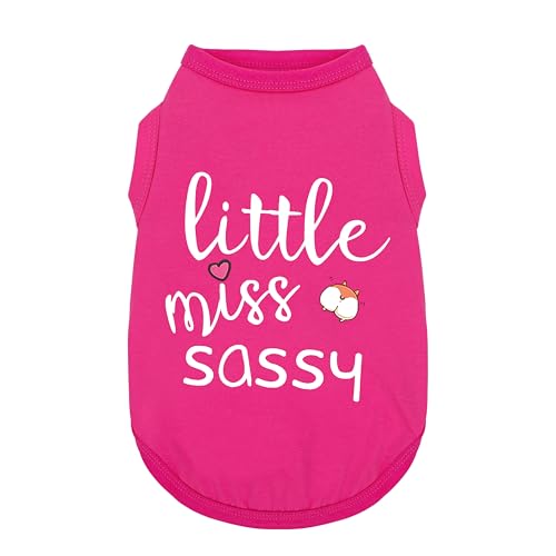 Paiaite Dog Clothes Fashionable Sleeveless Pet Vest: 'Little Miss Sassy' Printed Cotton Dog Shirt, Ideal for Small, Medium, and Large Breeds, Ensuring Comfort and Breathability Rose Red XS