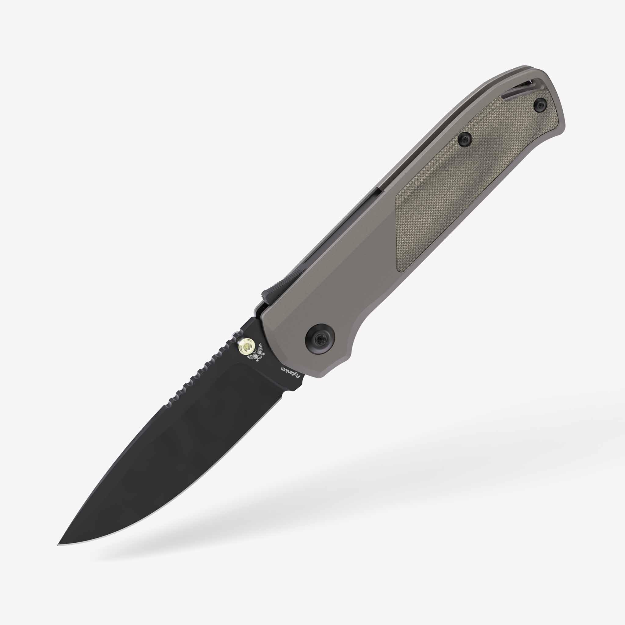 Flytanium Arcade Customizable EDC Folding Pocket Knife (Gunmetal Micarta - Black DLC Blade) – FLY-1256