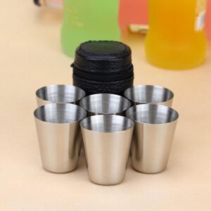 Lifeuping 6 Pack Stainless Steel Shot Cups 2 Oz Shot Glass Metal Espresso Barware Drinking Tumbler Vessel for Home Restaurant Tequila Liquor Party Cocktail Beer Whiskey Water Bar Silver