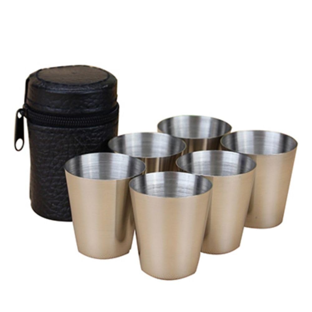 Lifeuping 6 Pack Stainless Steel Shot Cups 2 Oz Shot Glass Metal Espresso Barware Drinking Tumbler Vessel for Home Restaurant Tequila Liquor Party Cocktail Beer Whiskey Water Bar Silver