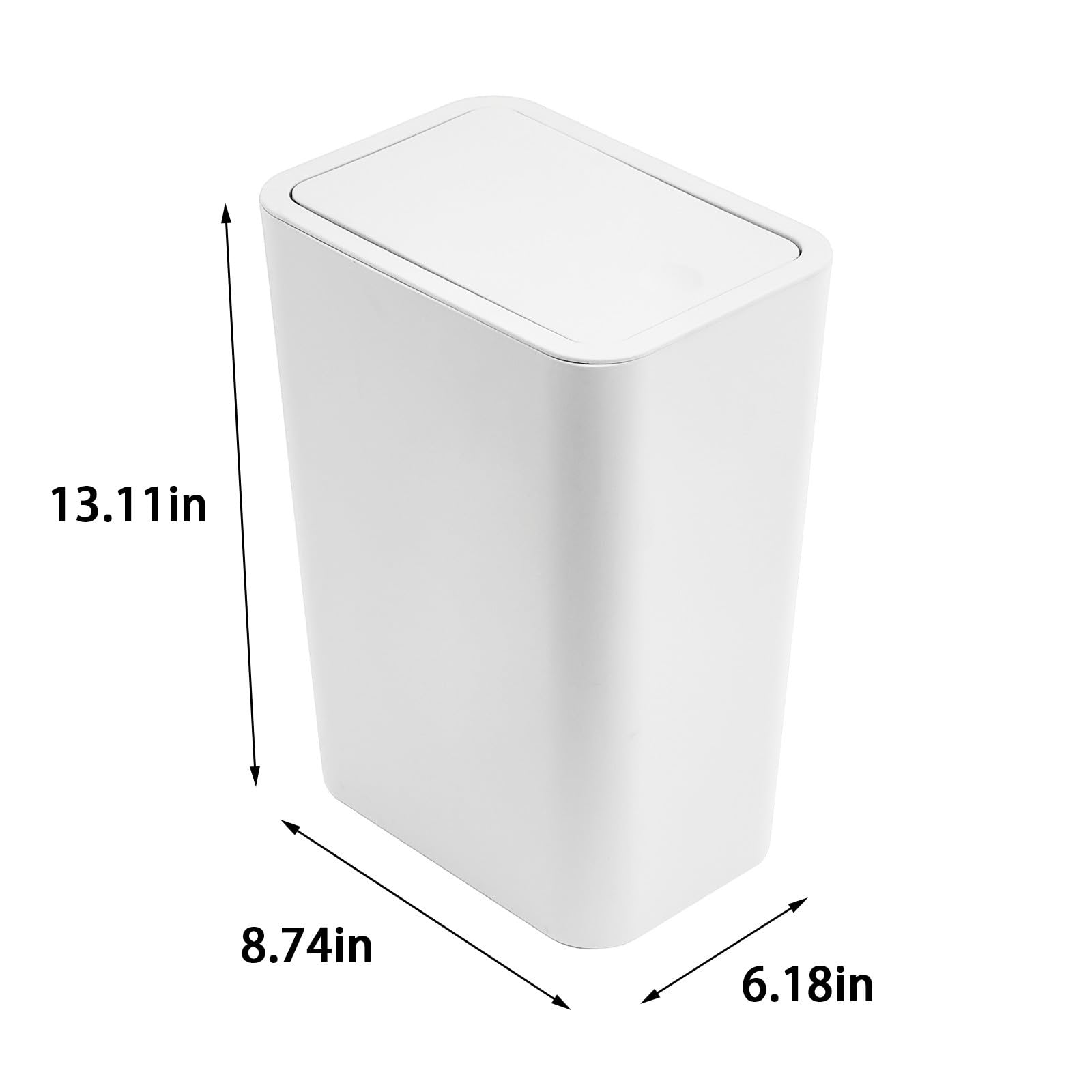 New Upgrade Kitchen Trash Can, 11.66l / 3.08gallon Small Garbage Can With Popup Lid For Toilet, Office, Bedroom, Living Room, Simple Human Trash Can, Thickened Plastic Trash Can With Lid (White)