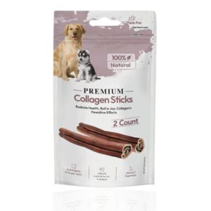 rethink pet premium 2pcs collagen sticks for dogs, all natural dog collagen sticks, great tasting to support healthy skin & shiny coats, highly digestible, beef collagen chews for dogs, collagen chew