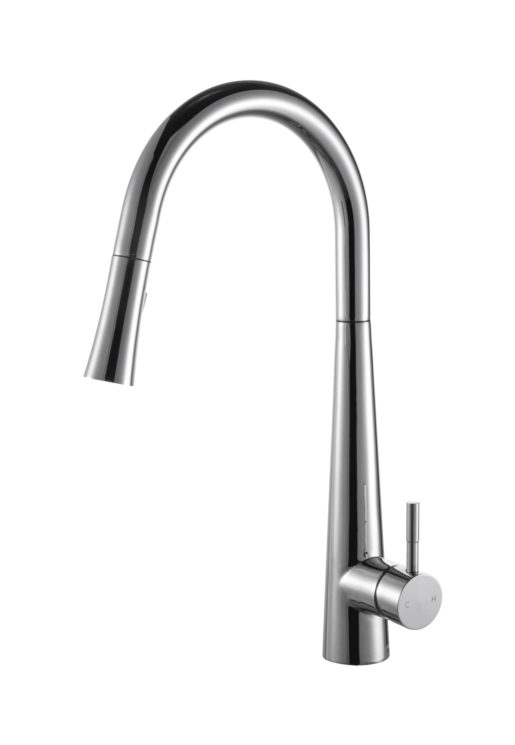 Elegant Slimmed Pull-Out Kitchen Faucet of 18" Height for Island & Laundry Sink with 360° Rotating Spout, Rust-Resistant, Single Lever and Lead-Free (Chrome)