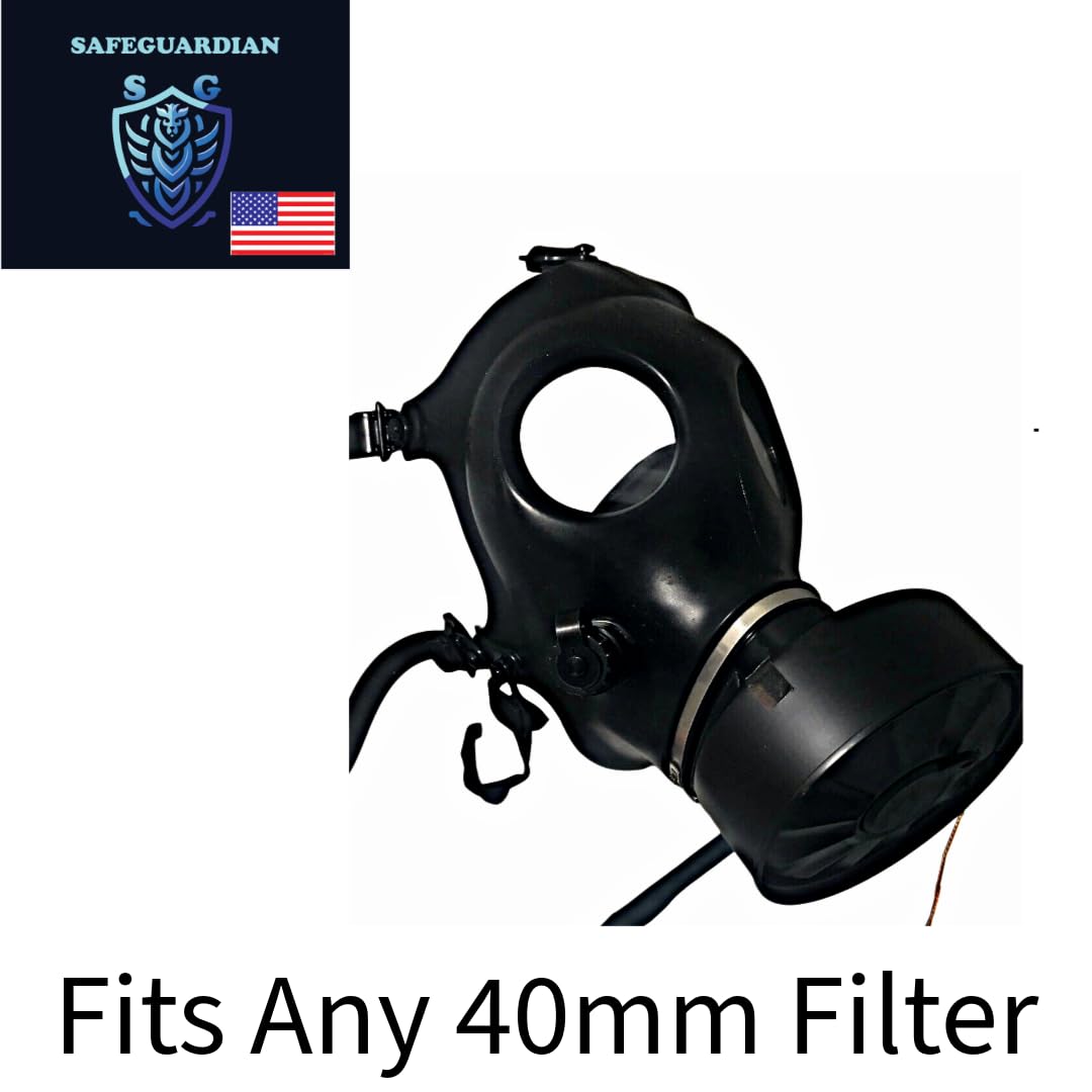 SafeGuardian Israeli GAS MASK with 40mm Premium Filter Respirator Mask, Paintball Mask, Halloween Mask, Welding, Chemical