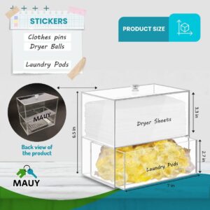 MAUY - Dryer Sheet Holder - Laundry Pods Container - Laundry Organization - Laundry Detergent Organizer - Laundry Room Organization and Storage