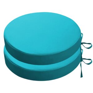 sk studio round outdoor chair cushions for patio furniture, set of 2 waterproof patio chair cushion with adjustable ties for garden sofa couch, blue, 20"x20"x2"