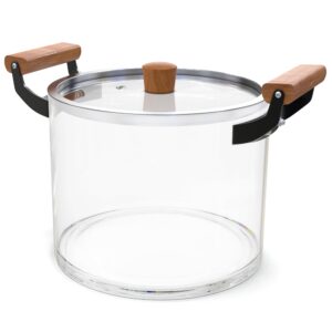 4.0l glass pot - glass cooking pot, clear pot for cooking with wooden handle and clear lid