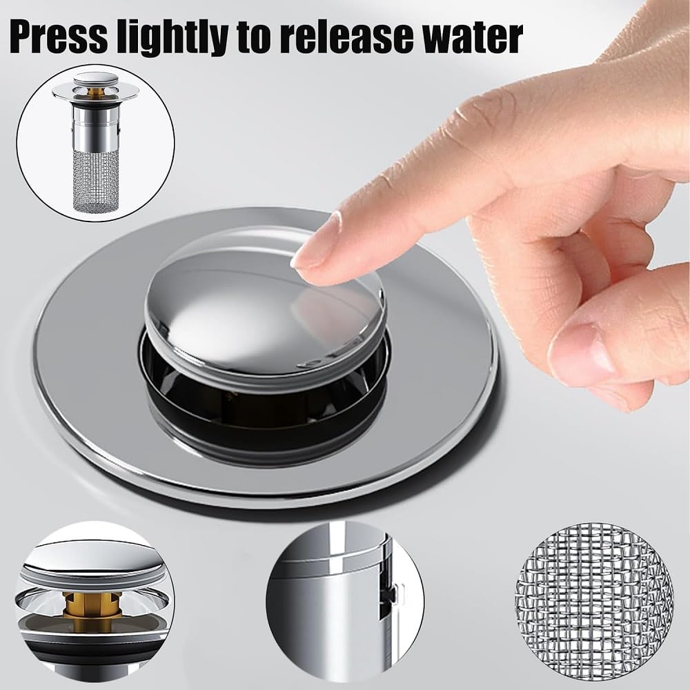 xinchengbo Stainless Steel Floor Drain Filter, 2024 Upgrade Pop up Sink Hair Catcher, Removable Universal Bathroom Sink Strainer, Be Used for Bathroom Laundry Bathtub Kitchen (1Pc)