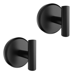 home so suction cup hooks t shape for shower, bathroom, glass door, mirror, tile – loofah, towel, coat, bath robe hook holder for hanging up to 15 lbs – waterproof & rustproof, black matte (2-pack)