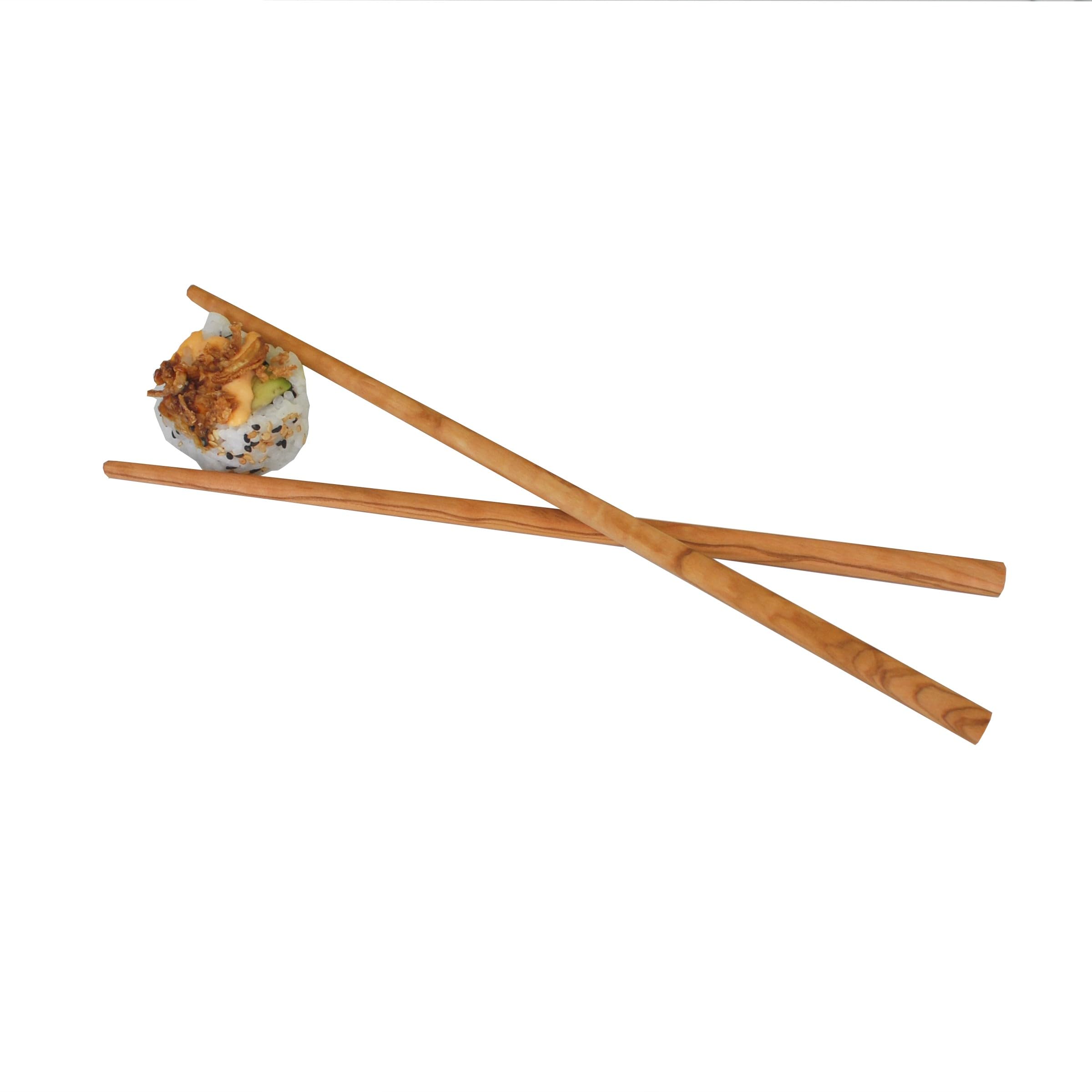 Naturally Med Olive Wood Chopsticks - 9". For Sushi, Asian, Chinese, Korean Food. Made in Tunisia.