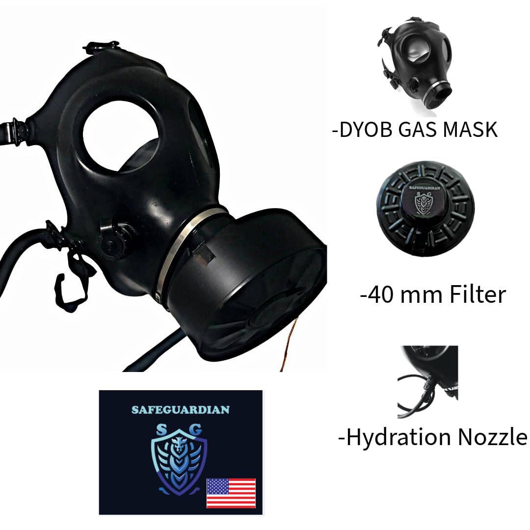 SafeGuardian Israeli GAS MASK with 40mm Premium Filter Respirator Mask, Paintball Mask, Halloween Mask, Welding, Chemical