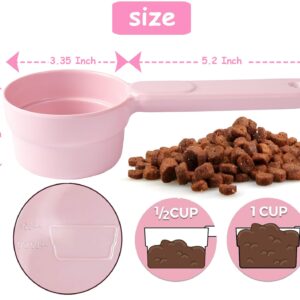 Joyinjojo Dog Food Scoop 1 Cup 1/2 Cup - 2 Pack Melamine Dog Food Measuring Cup, Pet Food Scoop for Dog Cat...Comfortable Long Handle for Easy to Scoop Food