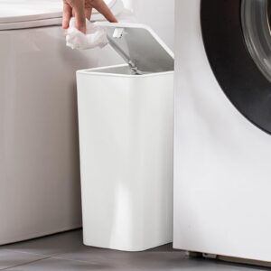 New Upgrade Kitchen Trash Can, 11.66l / 3.08gallon Small Garbage Can With Popup Lid For Toilet, Office, Bedroom, Living Room, Simple Human Trash Can, Thickened Plastic Trash Can With Lid (White)