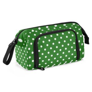 yasala pencil case polka dot gorgeous green pen pouch holder art kits storage bag cosmetic organizer carrying case for office supplies travel bag for makeup large stationary bag with handle