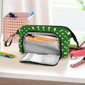 Yasala Pencil Case Polka Dot Gorgeous Green Pen Pouch Holder Art Kits Storage Bag Cosmetic Organizer Carrying Case for Office Supplies Travel Bag for Makeup Large Stationary Bag with Handle