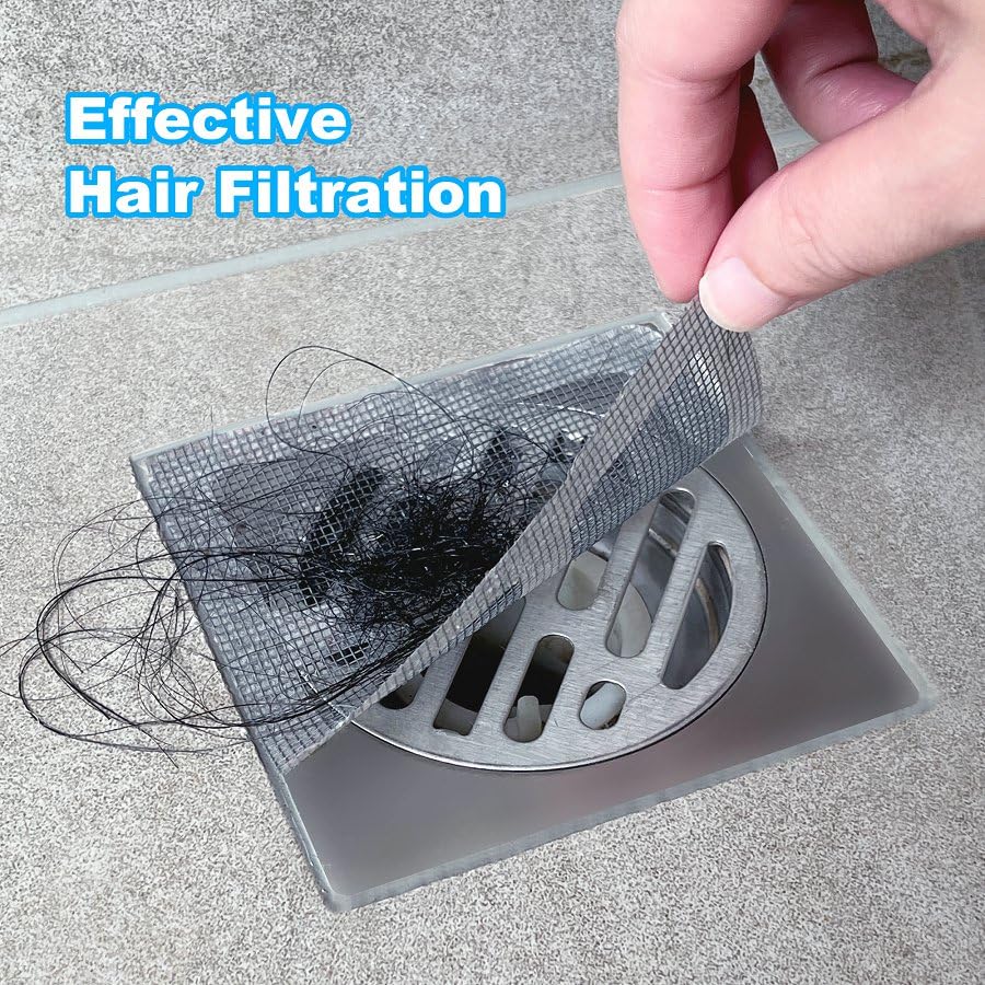 60 Pcs 4" X 4" Disposable Shower Drain Hair Catcher, Bathroom Drain Hair Catcher,Drain Mesh Cover, Drain Mesh Strainer. Suitable for bathrooms, Laundry Rooms, bathtubs, Kitchens, Sinks