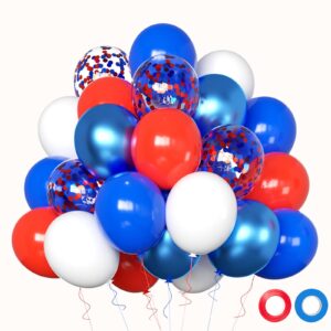 red white and blue balloons, 50pcs 12 inch red blue latex balloons red white blue party balloons for 4th of july independence day patriotic nautical baseball graduation birthday decoration