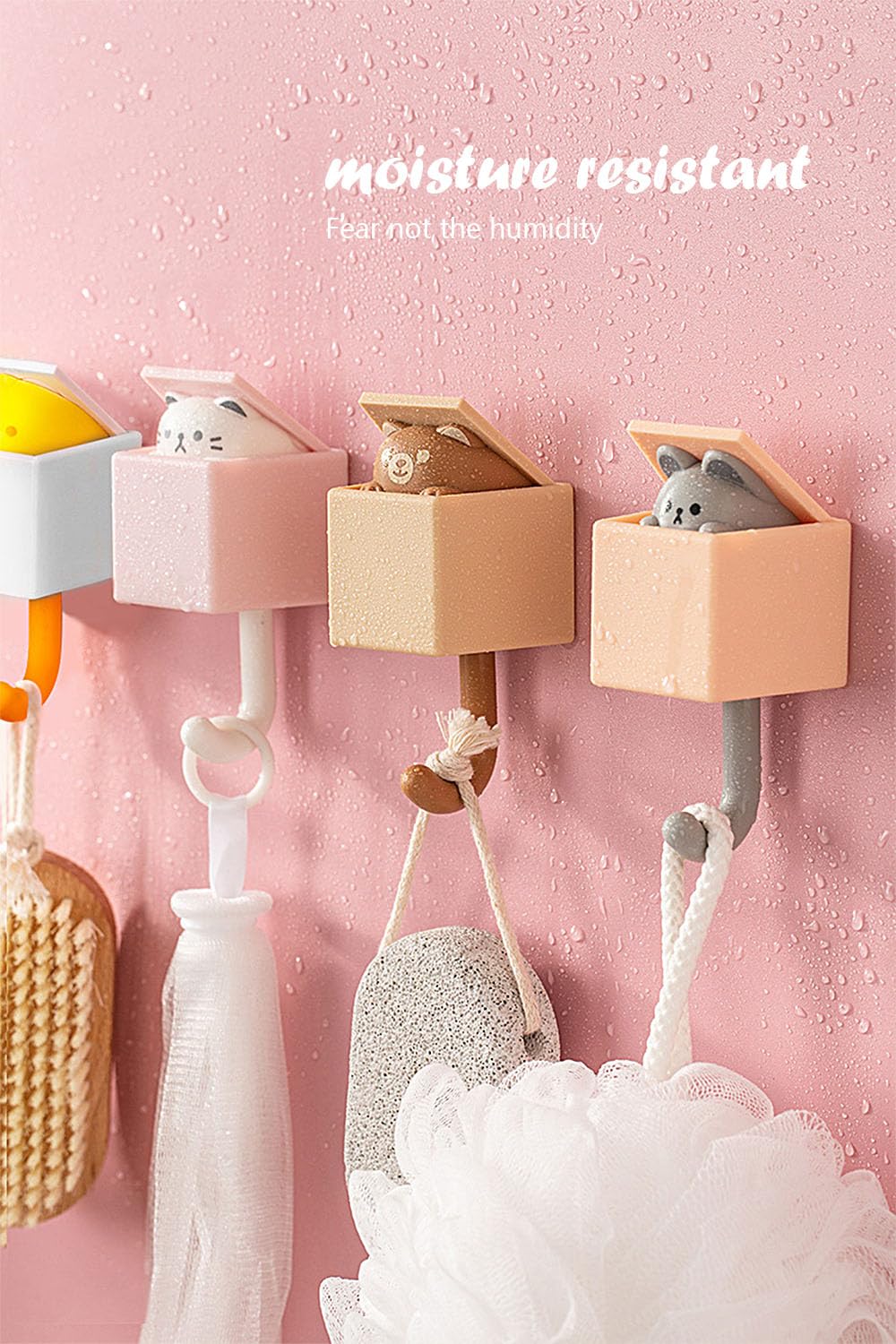 NiceForU Cute Cat Wall Hooks, Wall Mounted Coat Hook Adhesive or Nail for Dual use, Decorate Non Slip Space Saving (Pack of 6)