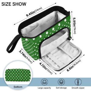 Yasala Pencil Case Polka Dot Gorgeous Green Pen Pouch Holder Art Kits Storage Bag Cosmetic Organizer Carrying Case for Office Supplies Travel Bag for Makeup Large Stationary Bag with Handle