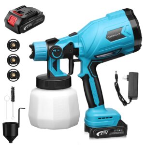 cyphercore cordless paint sprayer with battery 21v, 700w electric paint gun with 1000ml container & 3 copper nozzles, power wireless spray gun for house painting furniture cabinets