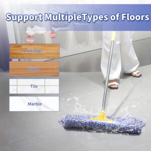 Wajeehaa Commercial Mops for Floor Cleaning, Wet Mop Heavy Duty Cotton Mop with 61" Stainless Steel Handle, 2 Packs