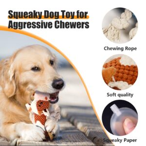 Dog Squeak Toy - Dog Toys for Aggressive Chewers, Dog Plush Toy for Large Dogs (Brown and White)