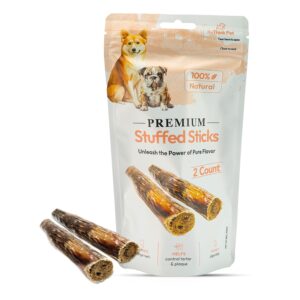 rethink pet pack of 2 dog rawhide sticks, beef stuffed, odor-free, all natural, healthy, great tasting special reward as dog treats, long lasting dog chew, suitable for puppy small dogs