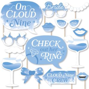 big dot of happiness on cloud 9 - bridal or bachelorette party photo booth props kit - 20 count