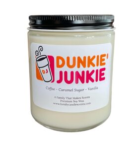 highly scented dunkie junkie candle - pet friendly - all natural - hand poured. (8 oz)