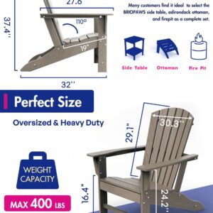 BRIOPAWS Adirondack-Chairs-Set of 2 | Wood Grain | Fire Pit Chair | Oversized | HDPE Plastic | Weather Resistant | for Deck Outdoor Poolside Campfire