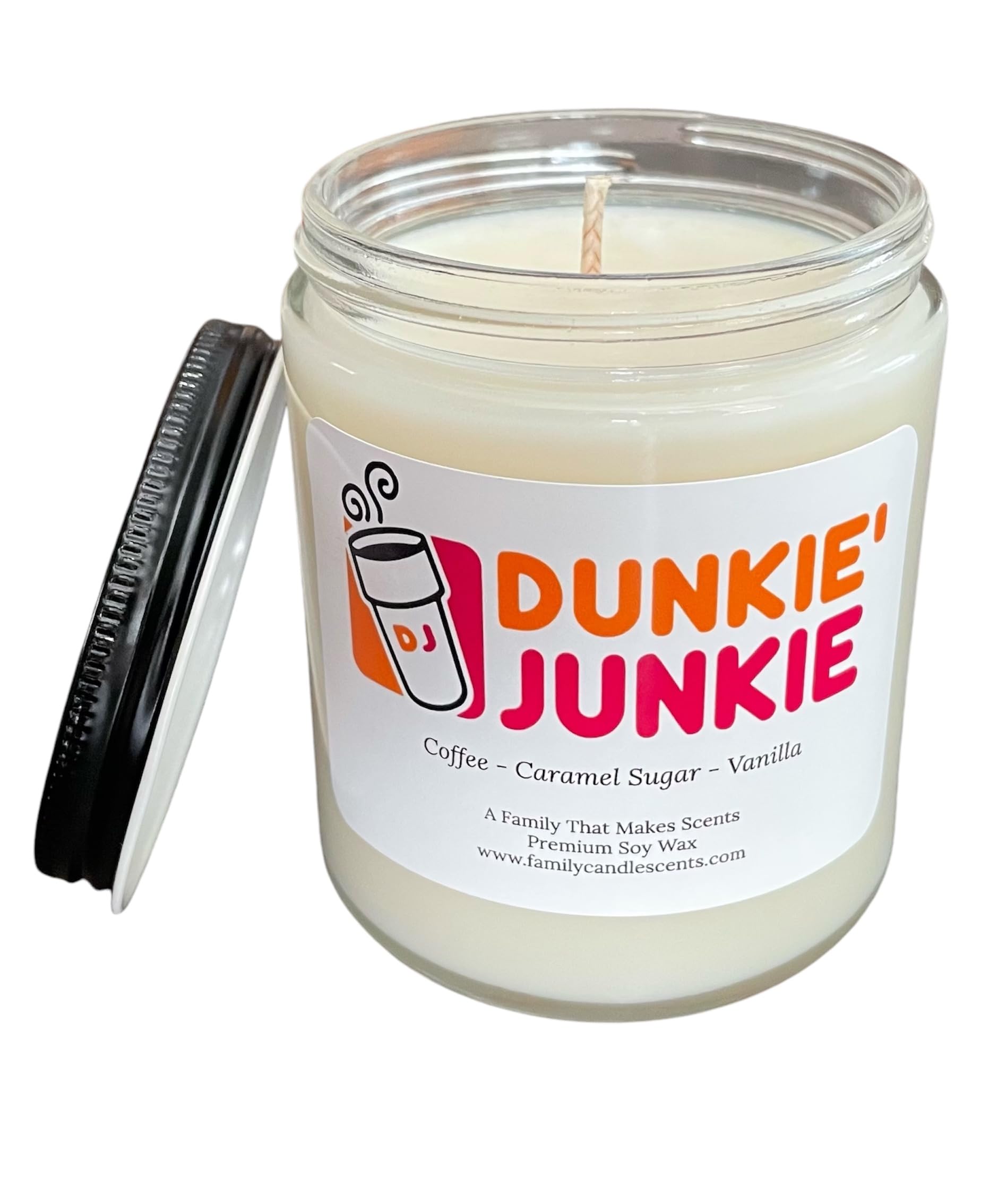 Highly Scented Dunkie Junkie Candle - Pet Friendly - All Natural - Hand Poured. (8 oz)