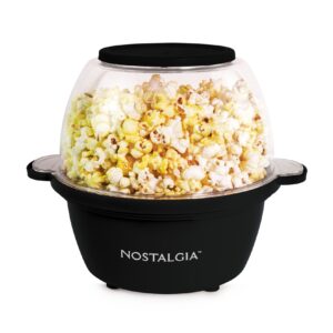 nostalgia 2-quart stirring popcorn popper - quick-heat technology - makes 8 cups of popcorn - includes kernel measuring cup - perfect for birthday parties, movie nights, and more - black