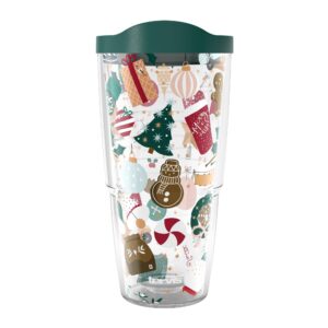 tervis christmas - holiday yule icons made in usa double walled insulated tumbler travel cup keeps drinks cold & hot, 24oz, classic