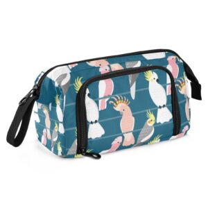 yasala pencil case cockatoo cartoon pen pouch holder art kits storage bag cosmetic organizer carrying case for office supplies travel bag for makeup large stationary bag with handle