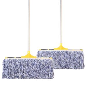 wajeehaa commercial mops for floor cleaning, wet mop heavy duty cotton mop with 61" stainless steel handle, 2 packs