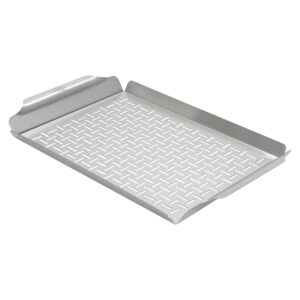 little griddle - large pro grill pan, high sidewalls with built-in handles, stainless steel material, big food capacity and vented design - durable and easy to clean