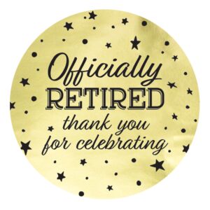 black and gold retirement party thank you stickers, shiny gold foil retirement party decor - 40 count