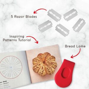 Kolibrox Magnetic Bread Lame - Dough Scoring Tool with Extractable Magnetic Design - Includes Scoring Patterns Booklet - Perfect for Kitchen & Sourdough Baking | 5 Blades