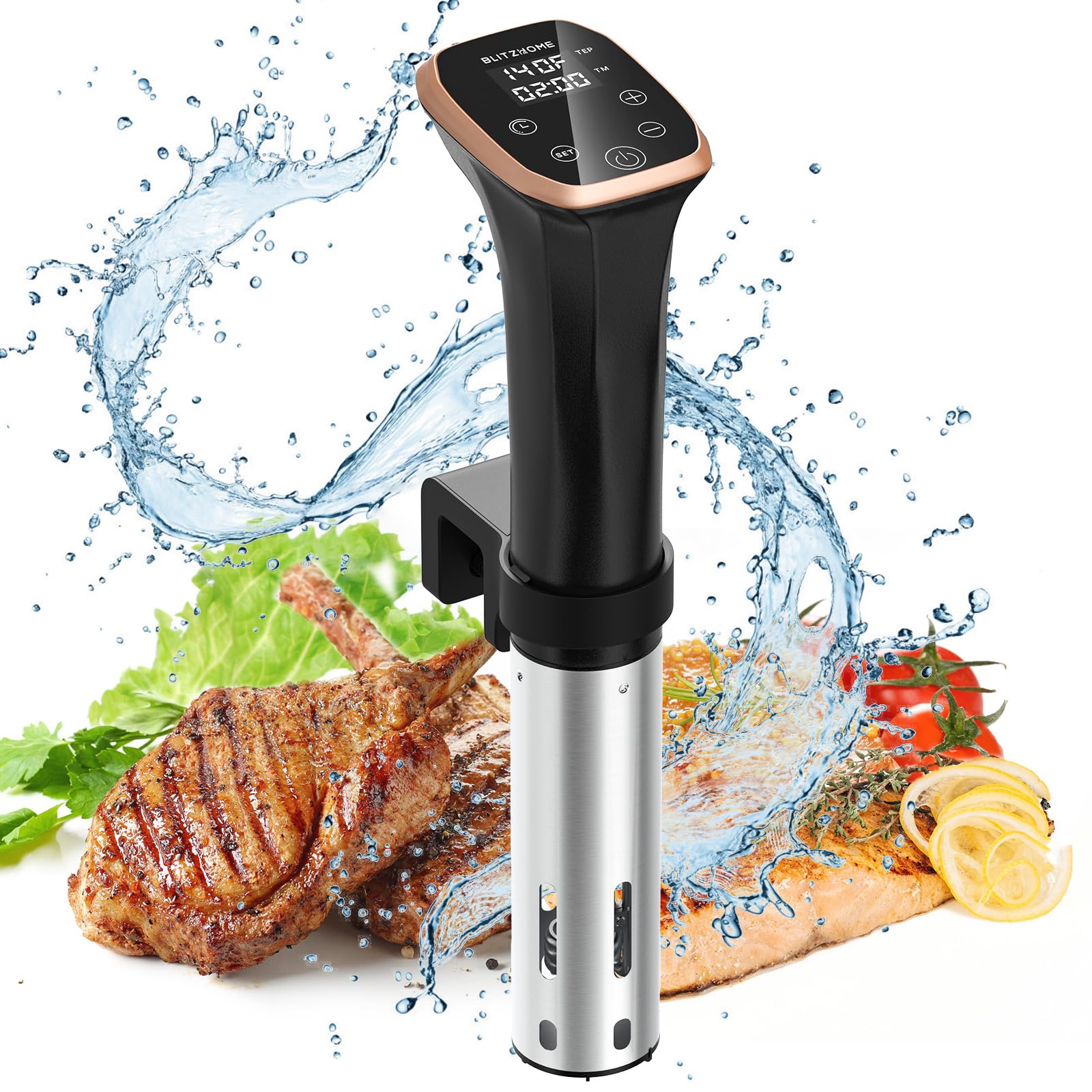 BLITZHOME Sous Vide Cooker, IPX7 Waterproof Compact Sous Vide Machine Pro, with Recipes, Accurate Temperature & Timer, Fast Heating, 1100W Ultra Quiet Stainless Precision Immersion Circulator…