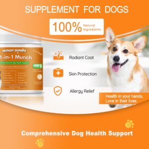 Munchy Chomps 11-in-1 Multivitamin Treats for Dogs - Comprehensive Health Support for Adult & Senior Dogs - Promotes Hip & Joint Mobility, Heart Health, and Digestive Wellness (Chicken)