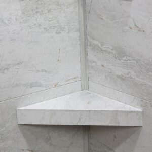 Palisade Vinyl Waterproof Corner Shower Shelf in Polar Frost